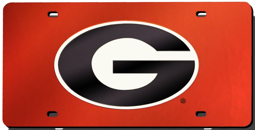 Georgia Bulldogs Red Laser Cut/Mirrored License Plate: Global Trucker ...